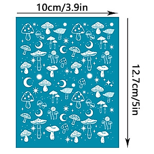 OLYCRAFT Clay Stencils Mushroom Pattern Non-Adhesive Silk Screen Printing Stencils Reusable Mesh Stencils Transfer Washable Stencils for Polymer Clay Jewelry Earring Making - 5x4 Inch