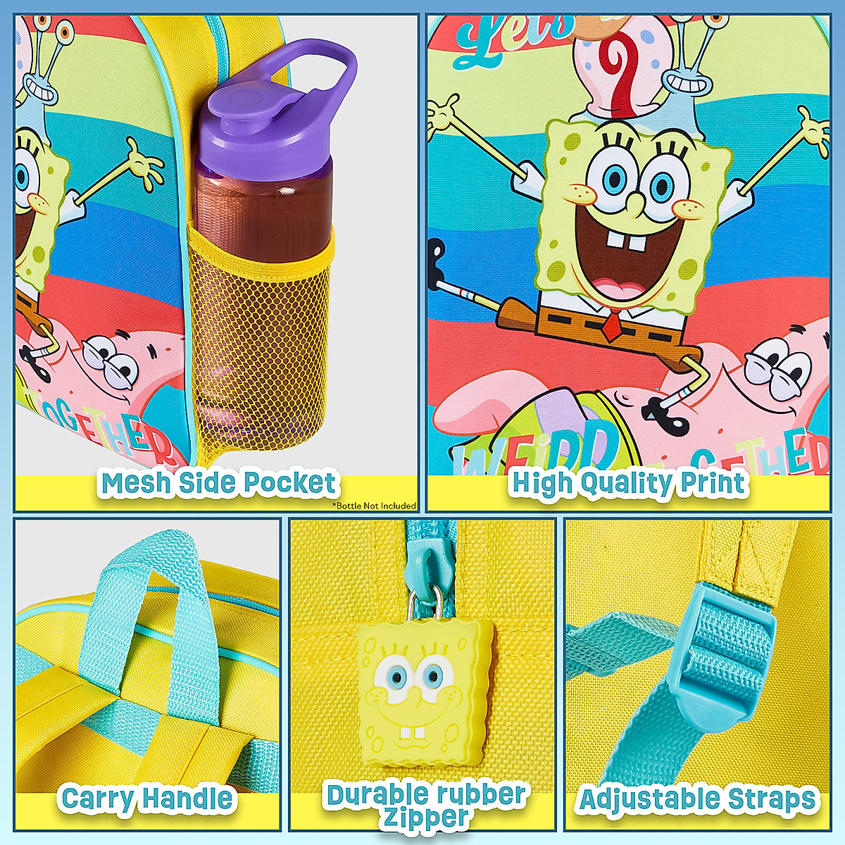 SpongeBob SquarePants Backpack for Kids, 11.6” x 9.25” x 3.14”