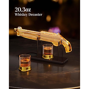Whiskey Decanter Sets for Men, 20.3 Oz Decanter Set with 2 Glasses, Gifts for Men, Him, Dad, Brother, Birthday Gift Ideas from Daughter Son, Cool Liquor Dispenser for Home Bar