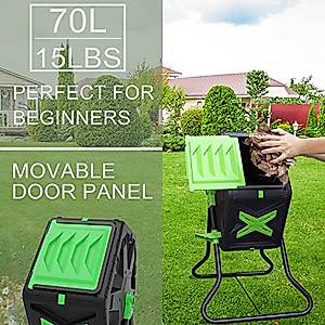 SQUEEZE master Light Weight Tumbling Compost Bin-Single Chamber Compost Tumbler 18.5 Gallon/70L
