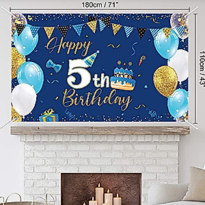 Boys 5th Birthday Party Decoration Photography Backdrop Boy Toddler Little Man Fifth Birthday Cake Table Decor Banner