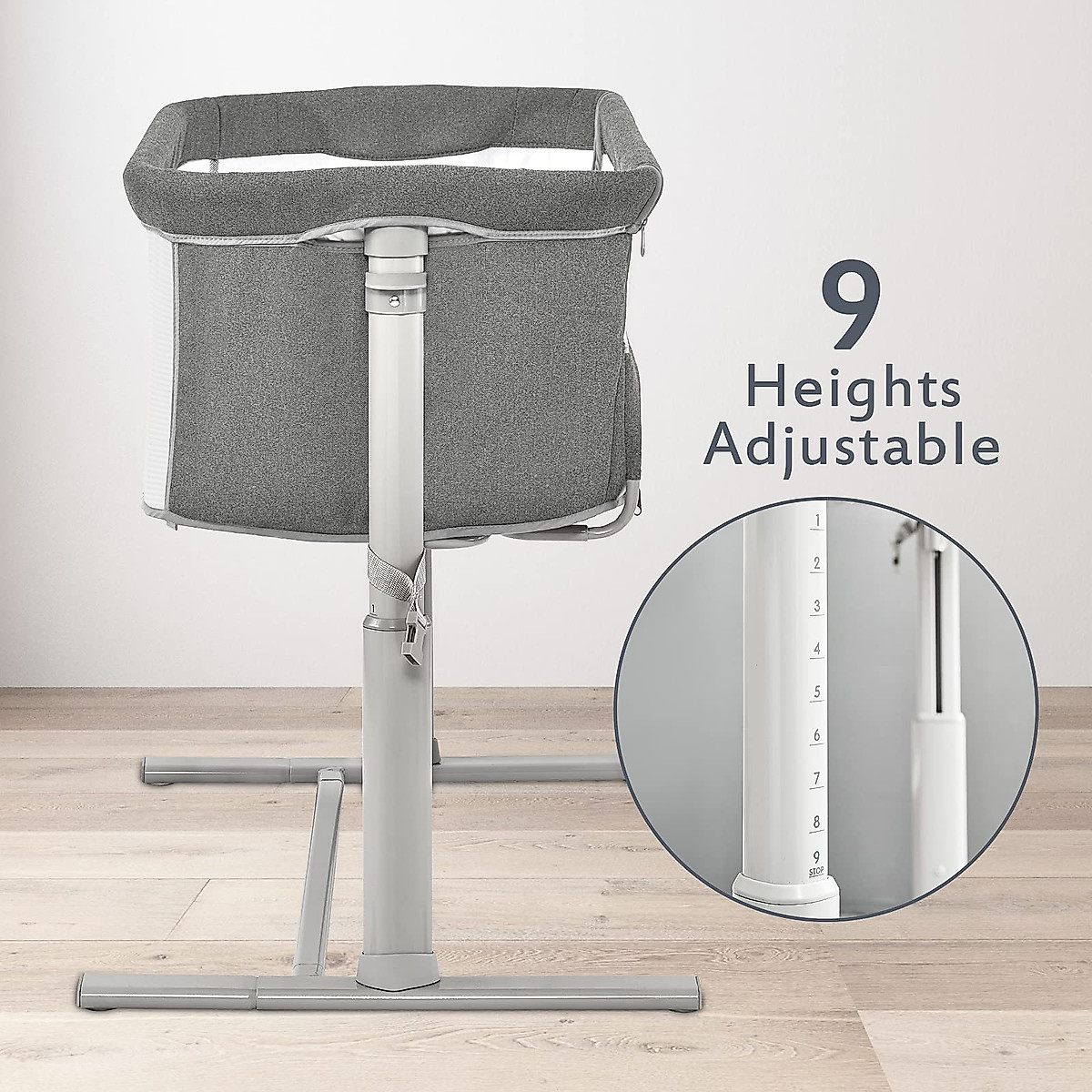 RONBEI Bassinet for Baby, Baby Bassinet Bedside Sleeper, Baby Bed to Bed, Adjustable Portable Crib for Infants, Baby Boys, Baby Girls (Light Gray)