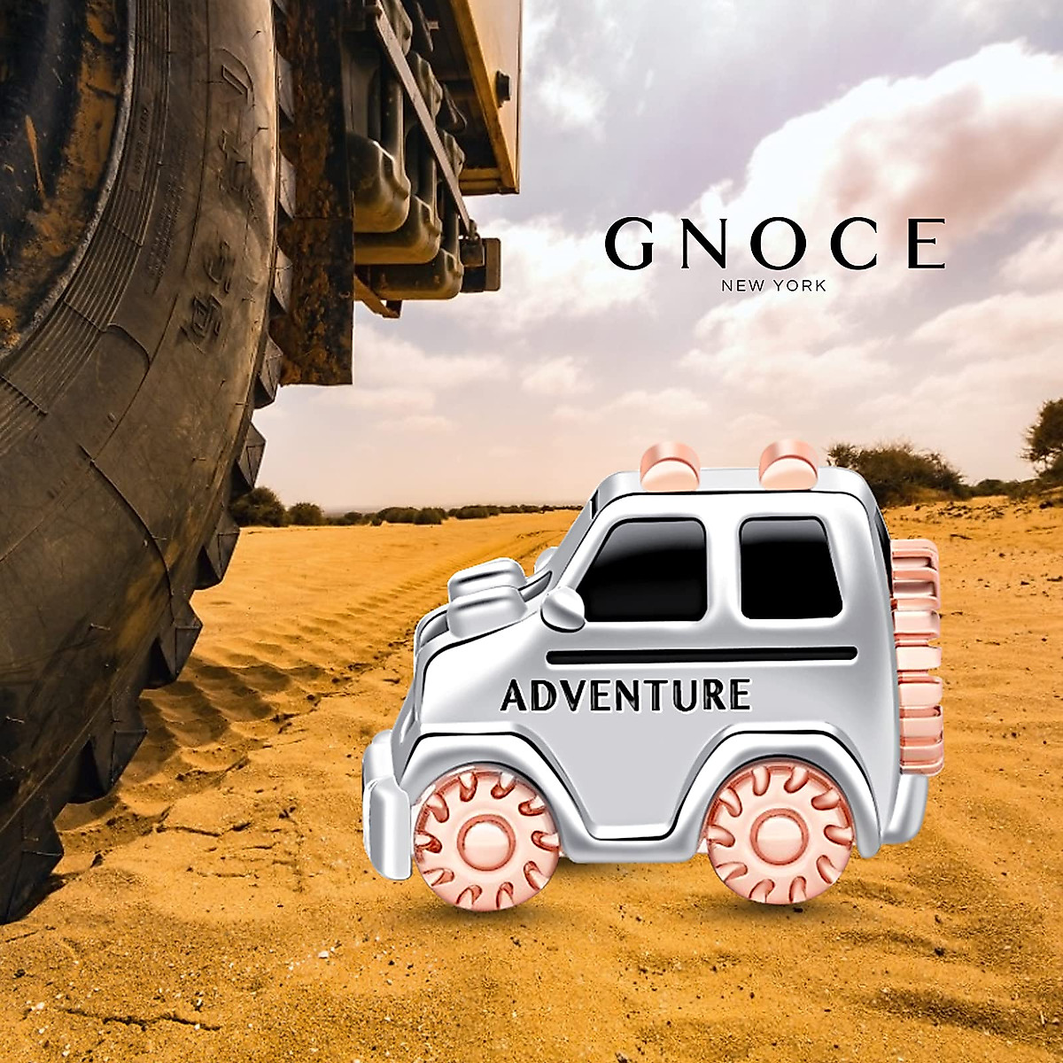 GNOCE SUV Car Charms for Bracelet 925 Sterling Silver Bead ADVENTURE Charms for Women Jewelry Gift