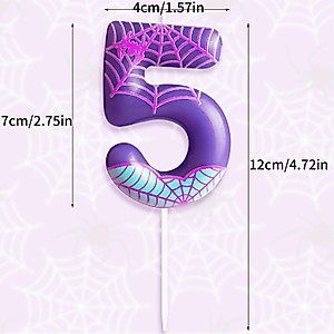 Purple Spider 3rd Birthday Candles Spider Themed Number 3 Candle Cake Topper Spider Cartoon Birthday Cake Decorations for Boys Girls Kids Party Supplies