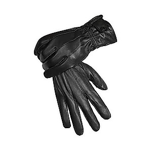 REED Men's Genuine Leather Warm Lined Driving Gloves (L, BLACK)