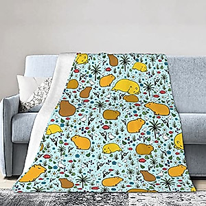 Capybaras Super Soft Warm Fleece Blanket, Comfortable Flannel Blanket, Four Season Blanket Suitable for Bedroom Bed and Sofa