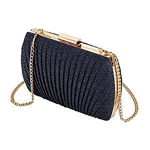 Savatano Gold clutch for women evening,gold purse clutch Handbags Crossbody shoulder Bags Wedding Party Bridal Prom Bag (Navy Blue)