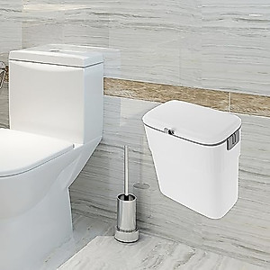 HOMOCONO White Garbage Cans for Kitchen Small Kitchen Trash Can Under Desk Trash Can Pp Abs Office Trash Can