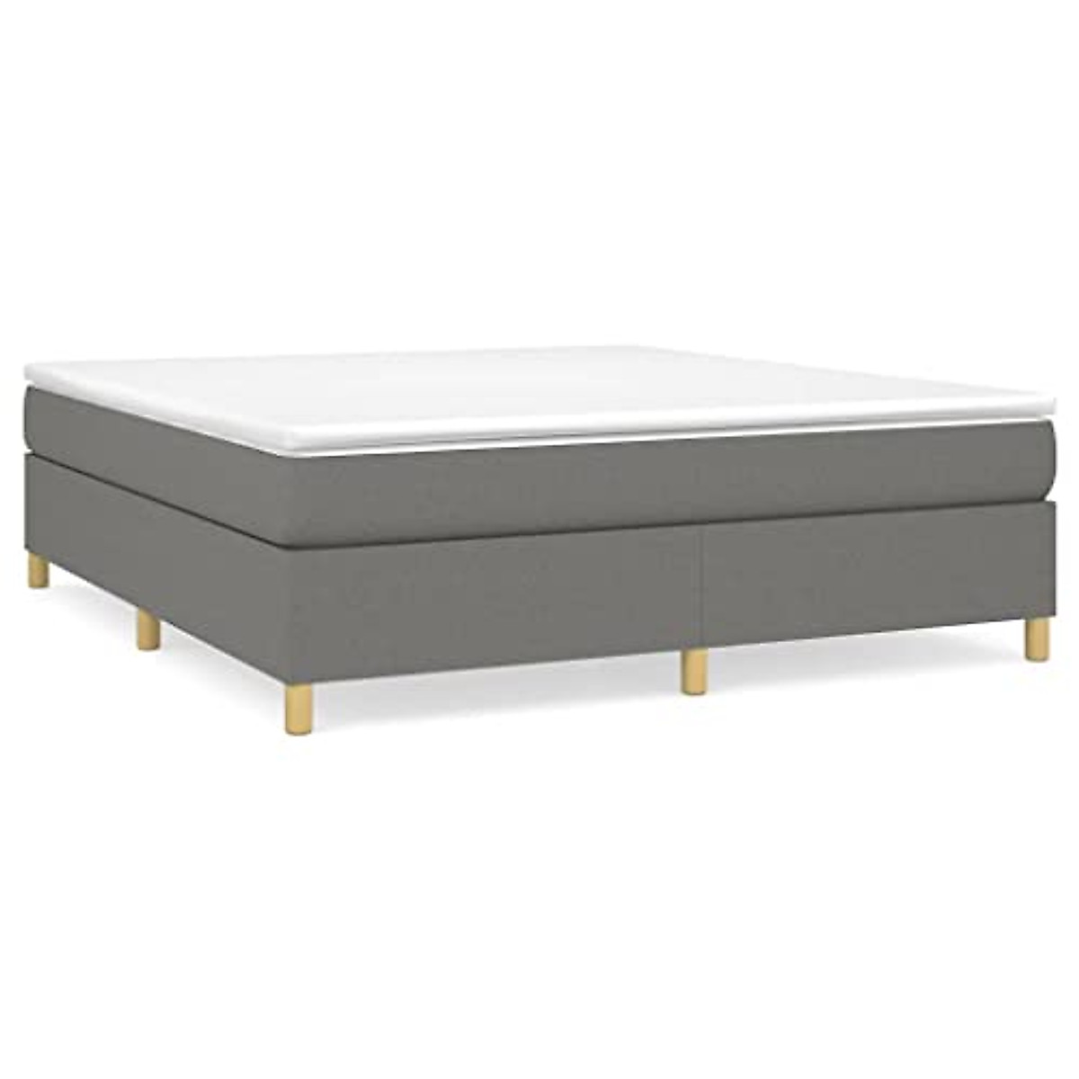 vidaXL Box Spring Bed Frame Home Indoor Bed Accessory Bedroom Upholstered Double Bed Base Furniture Dark Gray 76"x79.9" King Fabric