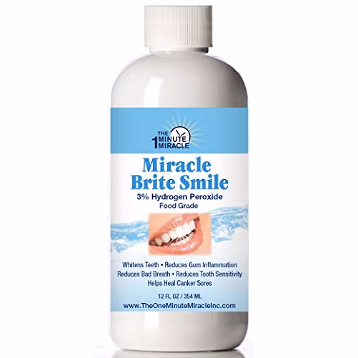 Miracle Write Smile - Essential Oxygen Rinse Mouthwash for Whiter Teeth, Fresher Breath, and Healthier Gums, Peppermint 12 fl. oz