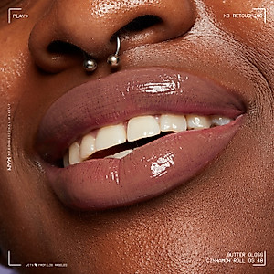 NYX PROFESSIONAL MAKEUP Butter Gloss Brown Sugar, Non-Sticky Lip Gloss - Cinnamon Roll (Grey Brown)