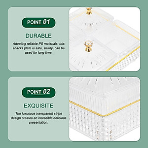 Zerodeko 1 Set of Divided Serving Dishes with Lid Plastic Snack Appetizer Tray Dry Fruit Veggie Bowls with 6 Compartments Relish Tray for Candy Chips Dip Nut Transparent