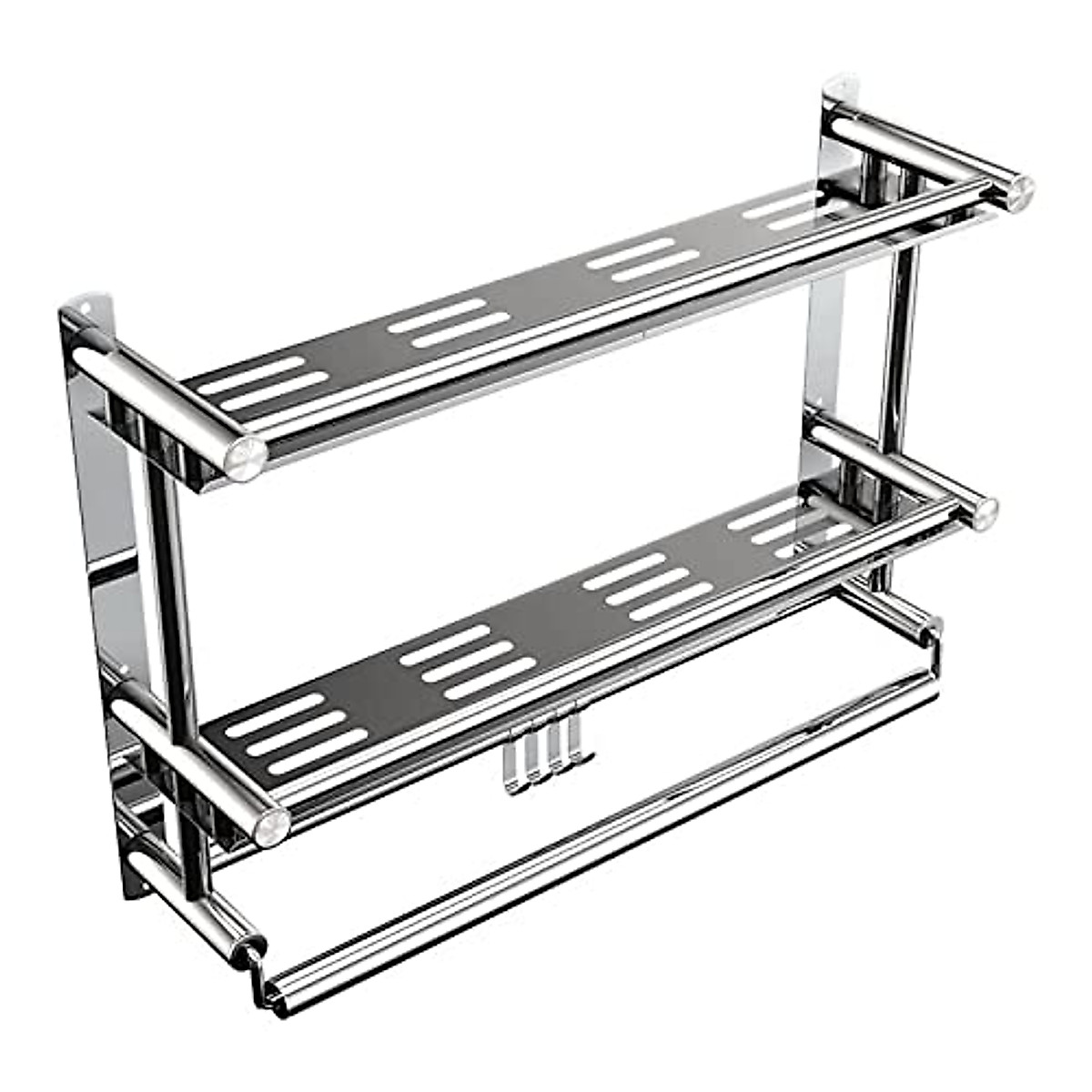 FVRTFT Shower Caddy Shelf with 4 Hooks, Caddy Organizer Wall Mounted Rustproof Basket with Adhesive,Stainless Steel, Storage Rack for Bathroom Shower Kitchen (Size : 60cm)