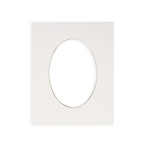 8x10 Mat Bevel Cut for 5x7 Photos - Precut White Oval Shaped Photo Mat Board Opening - Acid Free Matte to Protect Your Pictures - Bevel Cut for Family Photos, Pack of 1 Matboard