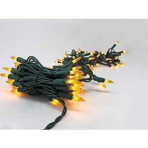 612 Vermont 100 Gold Frost Christmas Lights on a Green Wire String, UL Approved, Indoor and Outdoor Use, 18 Foot of Lighted Length, 20 Foot of Total Length