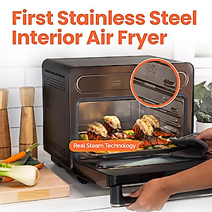 Nutricook Steami 11-in-1 Convection Air Fryer, 25QT Countertop Oven for Baking, Roast, Steam, Dehydrate, Pizza - Convection Oven with Accessories for Healthy Cooking Stainless Steel