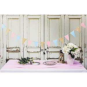 10 Feet Gender Reveal Party Banner Glitter Paper Decoration Anniversary Supplies Garland Pennant Flags for Baby Shower Birthday Party Nursery Graduation Decoration 15pcs (Gold Pink Blue)