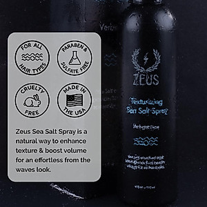 ZEUS Texturizing Sea Salt Spray for Hair, Beachy Waves, Low Shine, Easy Mist Spray for All Hair Types – MADE IN USA (6 oz.)