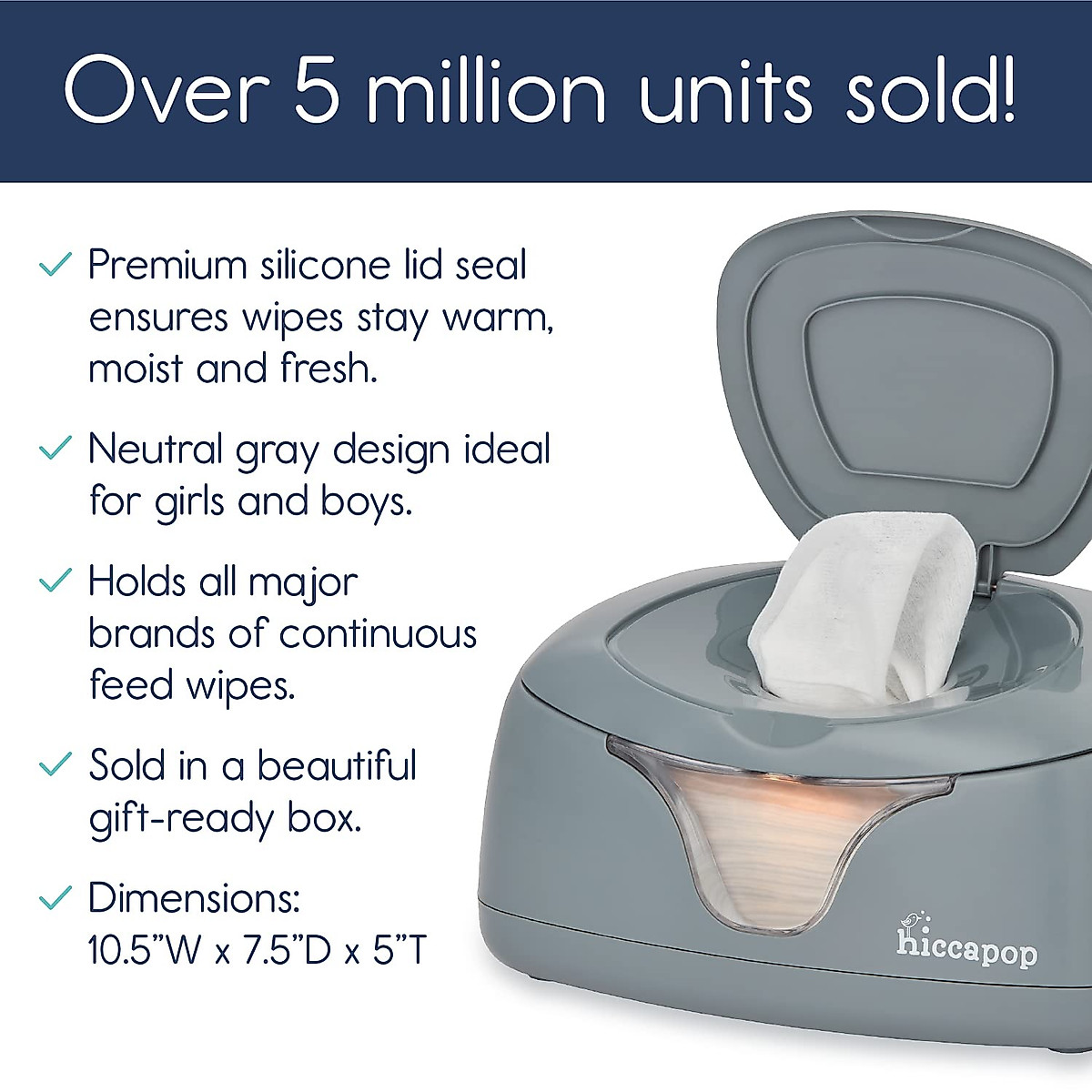 hiccapop Baby Wipe Warmer and Baby Wet Wipes Dispenser | Baby Wipes Warmer for Babies | Diaper Wipe Warmer with Changing Light