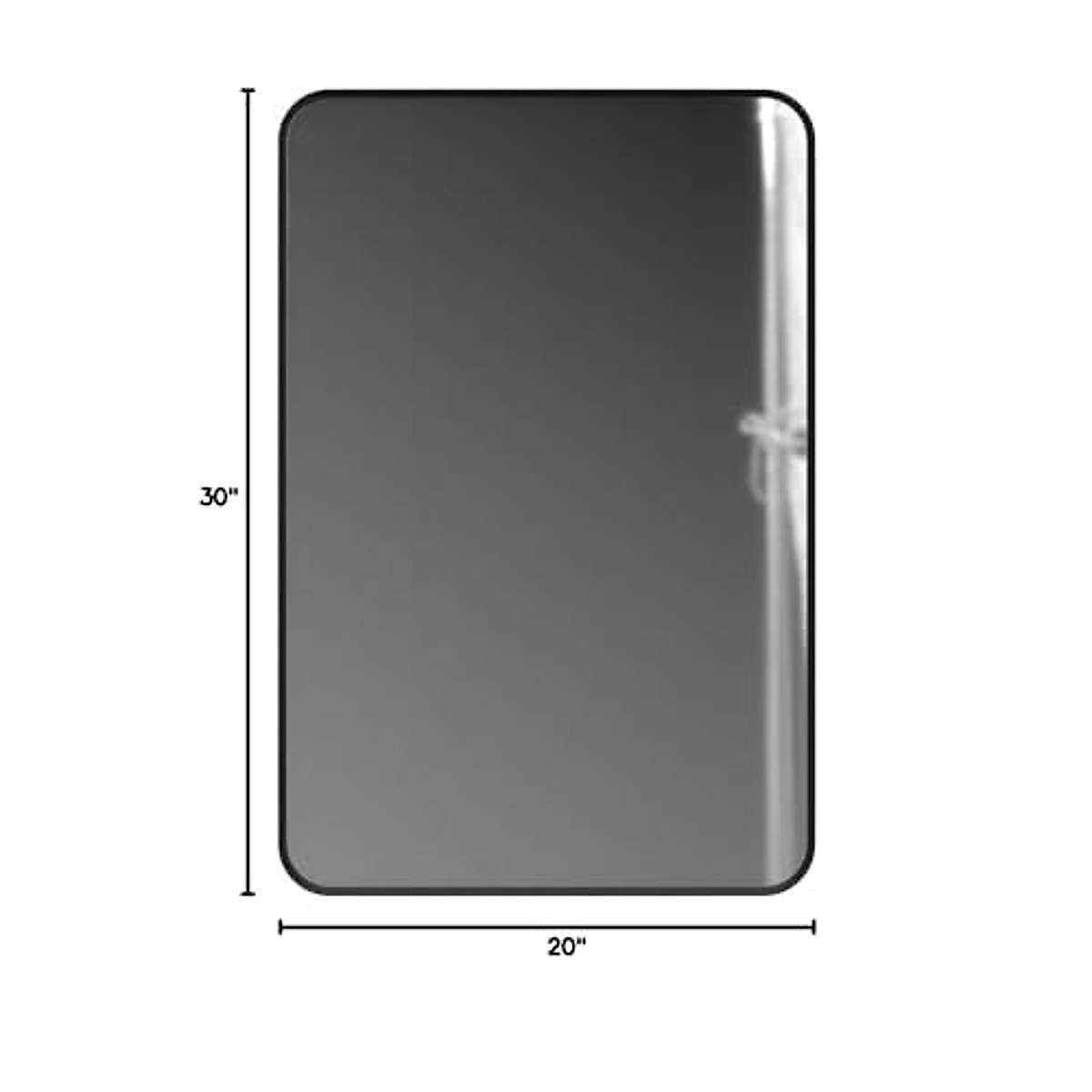 Minuover Wall Mount Mirror for Bathroom, Brush Black Metal Framed Rounded Corner Rectangular Vanity Mirror (20" x 30", Black)