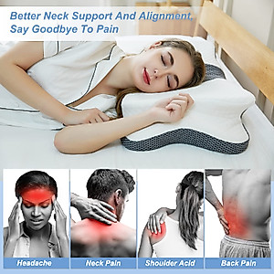 Icedeer Cervical Neck Pillow for Neck Pain Relief, Odorless Memory Foam Cervical Pillows, Orthopedic Sleeping Bed Pillows Support Side, Back and Stomach Sleepers 23.6 * 14 * 5.1 inch
