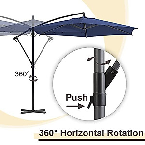 Gardesol 10FT Umbrella Outdoor Patio, Cantilever Umbrella With Sturdy Ribs, Fade Resistant, UV Protection, Outdoor Offset Umbrella for Deck, Poolside, Porch, Backyard, Navy Blue