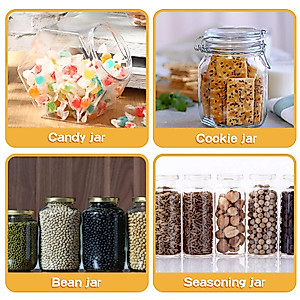 Dandat 18 Pcs Plastic Candy Jar Hexagon Shaped Plastic Cookie Container with Lid 28 oz Clear Wide Mouth Storage Display Jar for Cookies Candy Snacks Paper Stars Laundry Dog Treats Gifts Storage