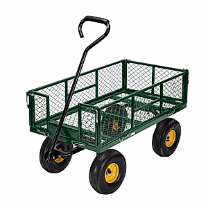 VIVOHOME Heavy Duty 880 Lbs Capacity Mesh Steel Garden Cart Folding Utility Wagon with Removable Sides and Wheels (Green) and Upgraded Heavy Duty 180 Lbs Collapsible Foldable Wagon Patio Garden Cart
