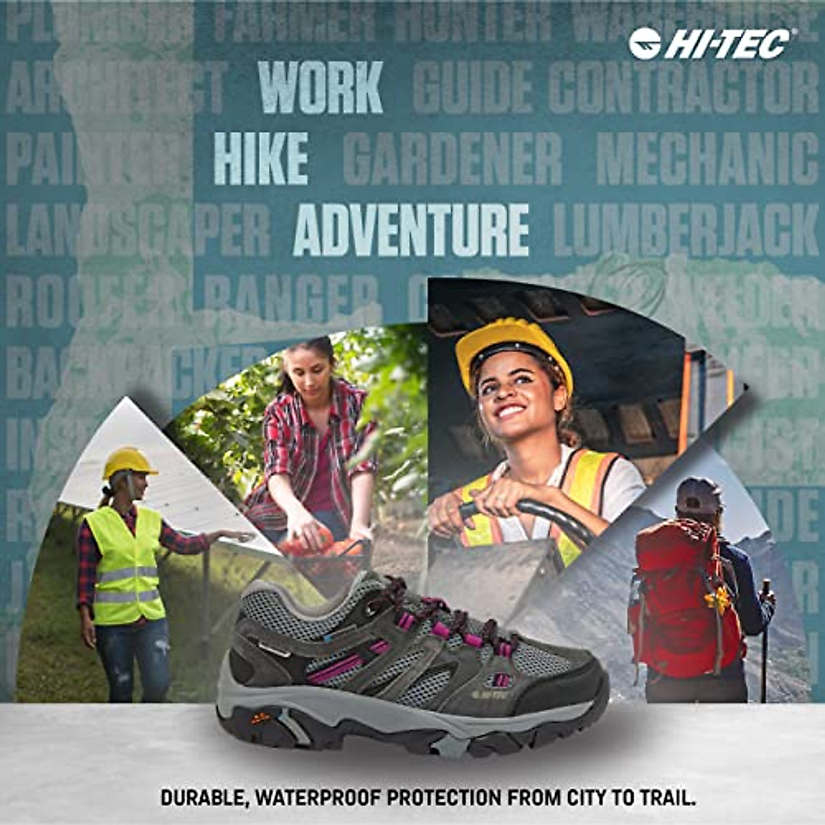 HI-TEC Apex Lite Low WP Waterproof Hiking Shoes for Women, Lightweight Breathable Outdoor Trekking and Trail Shoes - Light Blue/Medium Grey/Light Blue, 10 Medium