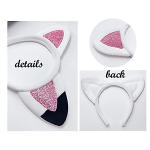 Atvscay Cat Ears Headband Cat Ears Headwear Shiny Flannelette Hair Hoop For Girl Halloween Costume For Dollhouse Party (Elastic Headwear)…