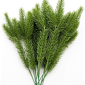 Alpurple 45 Packs Artificial Pine Needles Branches Garland-10.2x2.5 Inch Green Plants Pine Needles,Fake Greenery Pine Picks for DIY Garland Wreath Christmas Embellishing and Home Garden Decoration