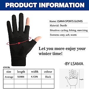LSAMA Winter Cycling Gloves, 2-Fingerless Cycling Gloves Sport Running Bike Gloves, Mountain Biking Fishing Hunting Gloves, Driving Golf Gloves for Men Women
