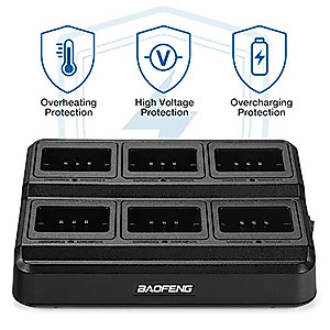 BAOFENG UV-5R Six Way Charger Multi Unit Charger Station for BF-F8HP UV-5R+ UV-5RE UV-5RTP UV-5X3 Walkie Talkie and Battery, 1Pack