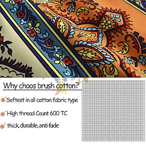 FADFAY Boho Duvet Cover Set 100% Brushed Cotton Colorful Stripe Exotic Style Bohemian Bedding Set Soft and Warm Bedding with Hidden Zipper Closure, 3 Pieces King/California King