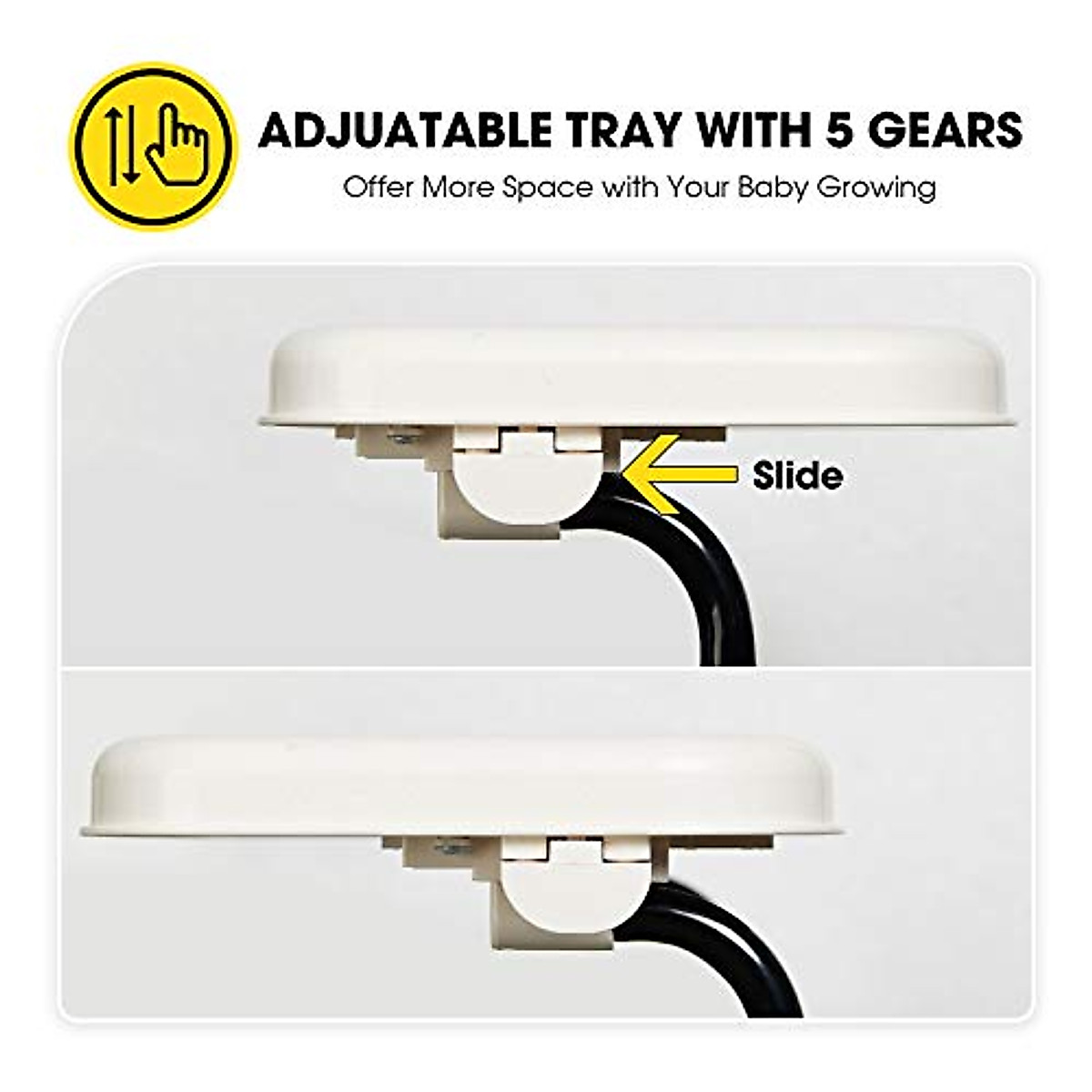 VEEYOO Baby High Chair with Removable Tray - Portable High Chair for Eating and Feeding, Indoor and Outdoor, Compact Fold, Pink