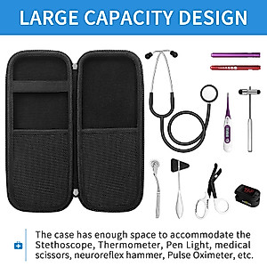 YINKE Stethoscope Case for 3M Littmann Classic III/Cardiology IV/Lightweight II S.E. & MDF Acoustica Stethoscope, Hard Organizer Storage Bag for Nurses and Doctors Accessory (Black)