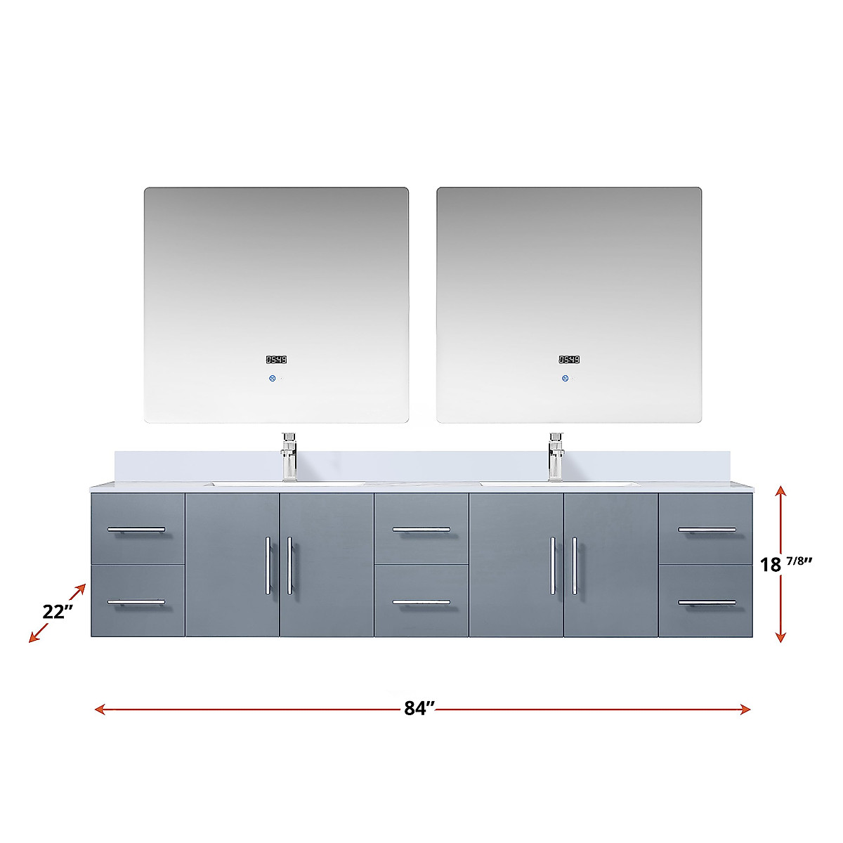 Bell+Modern Sonoma 84 in. W x 22 in. D Dark Grey Double Bath Vanity and Cultured Marble Top