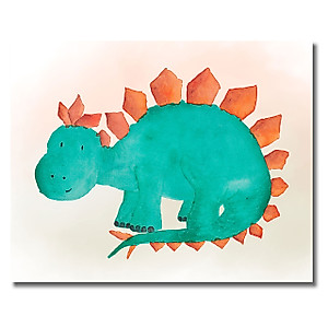 Dinosaur Watercolor Prints - Cute Wall Art for Kids, Boys or Girls Bedroom, Dinosaur Poster Set for Playroom or Nursery, Fun Dino Art for Children's Room - Unframed Set of 6 (8x10")