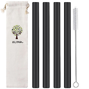 ALINK 8 Counts Reusable Silicone Boba Tea Straws with Brush
