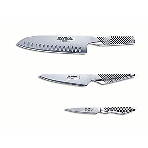 Global G-48338-3 Piece Set with Santoku-Hollow Ground, Utility and Paring Knife, 1 pack