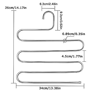 Eleling 5 Layers Pants Clothes Rack S Shape Multi-Purpose Hangers for Trousers Tie Organizer Storage Hanger (4 Piece)