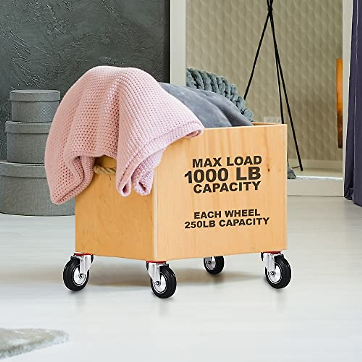 Online Best Service 8 Pack 3" Swivel Caster Wheels Rubber Base with Top Plate & Bearing Heavy Duty (8 Pack - no Brake)