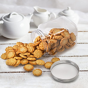 Bekith 12 Pack 24 Ounce Clear Plastic Jars Wide Mouth With Lids, Refillable Airtight Storage Containers for Kitchen & Household, Empty Plastic Jars Bottles for Food Storage