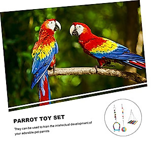 5pcs Set Toy Supplies Cockatiels Cage Drawbridge Playthings Bell Pet Birds Stand Kit Interesting and Parrot Hanging Bridge Perch Suspension Ball Toys Funny Parakeets Swing for
