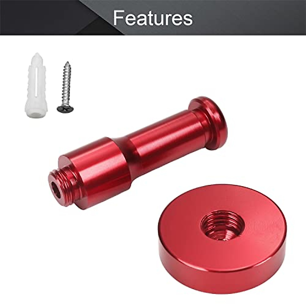 MroMax 2.16 Inch Wall Mount Robe Hooks, Aluminum Alloy Coat Hook Towel Wall Hanger Clothes Coat Hook Holder for Bathroom Bedroom Kitchen Red 2Pcs