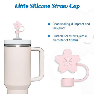 4 Pack Compatible with Stanley 30&40 Oz Tumbler, 10mm Flower Straw Covers Cap, Cute Silicone Straw Covers, Straw Protectors, Various Shapes Soft Silicone Straw Lids for 10mm Straws