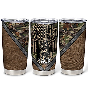 Hyturtle Personalized Hunting Gifts For Men - Deer Hunting Tumbler 20 Oz Travel Coffee Mug Stainless Steel - Fathers Day Hunting Gift For Dad, Him, Boy, Husband, Hunters From Son, Wife On Birthday