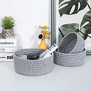 MINTWOOD Design Set of 3 Cotton Rope Nesting Bowls, Small Catch All Basket, Cute Closet Baskets and Bins for Shelves, Mini Table Basket Organizer for Small Accessories, Light Gray Mix