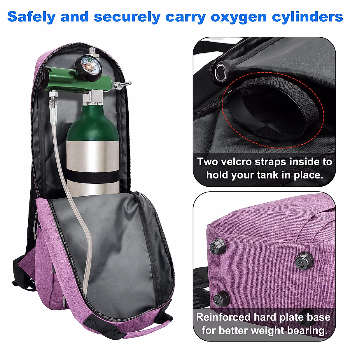 iGuerburn Oxygen Tank Backpack Size D, Portable Oxygen Backpack for D/M15 JD/M22 Cylinder Bag O2 Tank Carrier Holder for Travel (Purple)