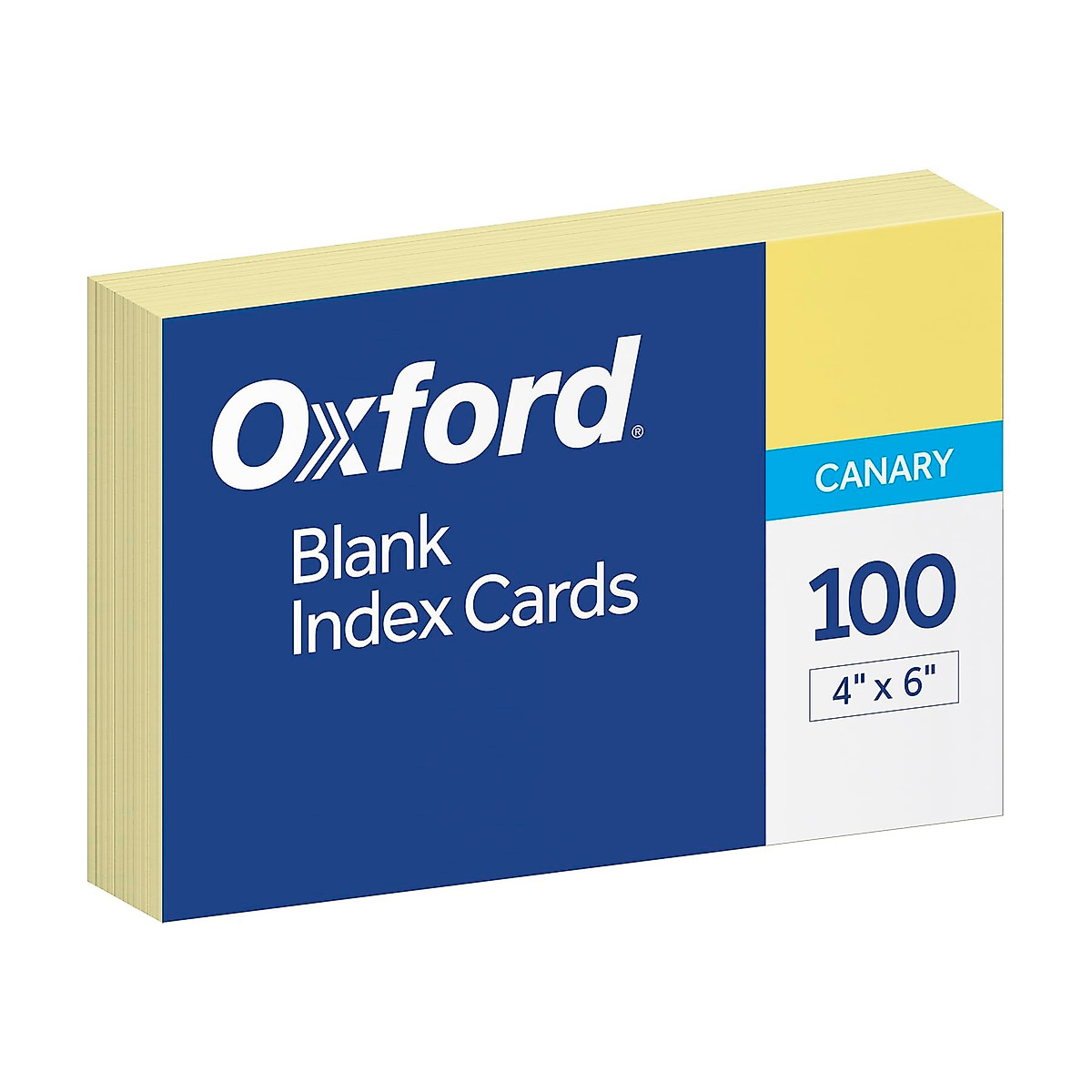 Oxford Blank Color Index Cards, 4" x 6", Canary, 100 Per Pack (7420 CAN)